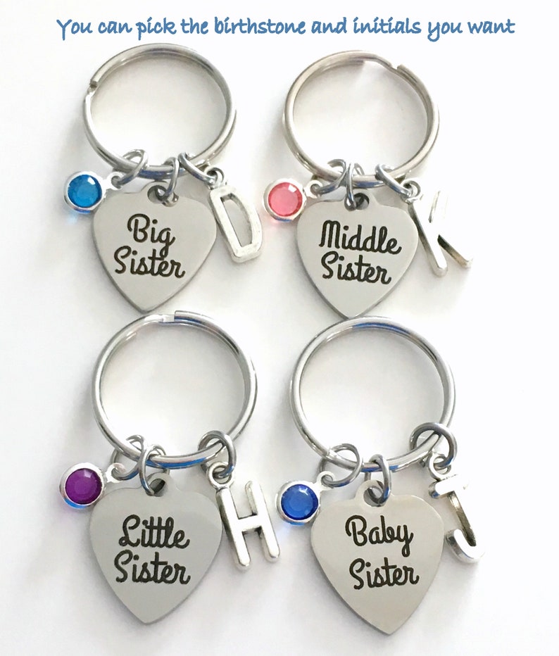 4 Sister Gift, Matching Sister Keychain Set - Your Choice of Baby, Big ...