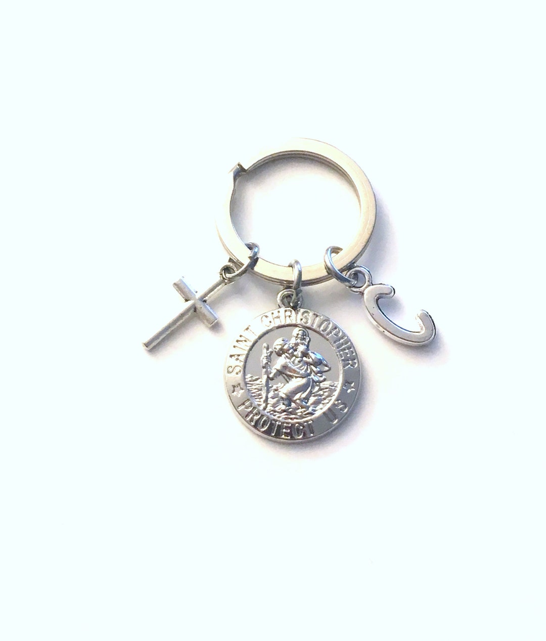 St. Christopher Keychain, New Driver Keyring Patron Saint Safe Travel ...