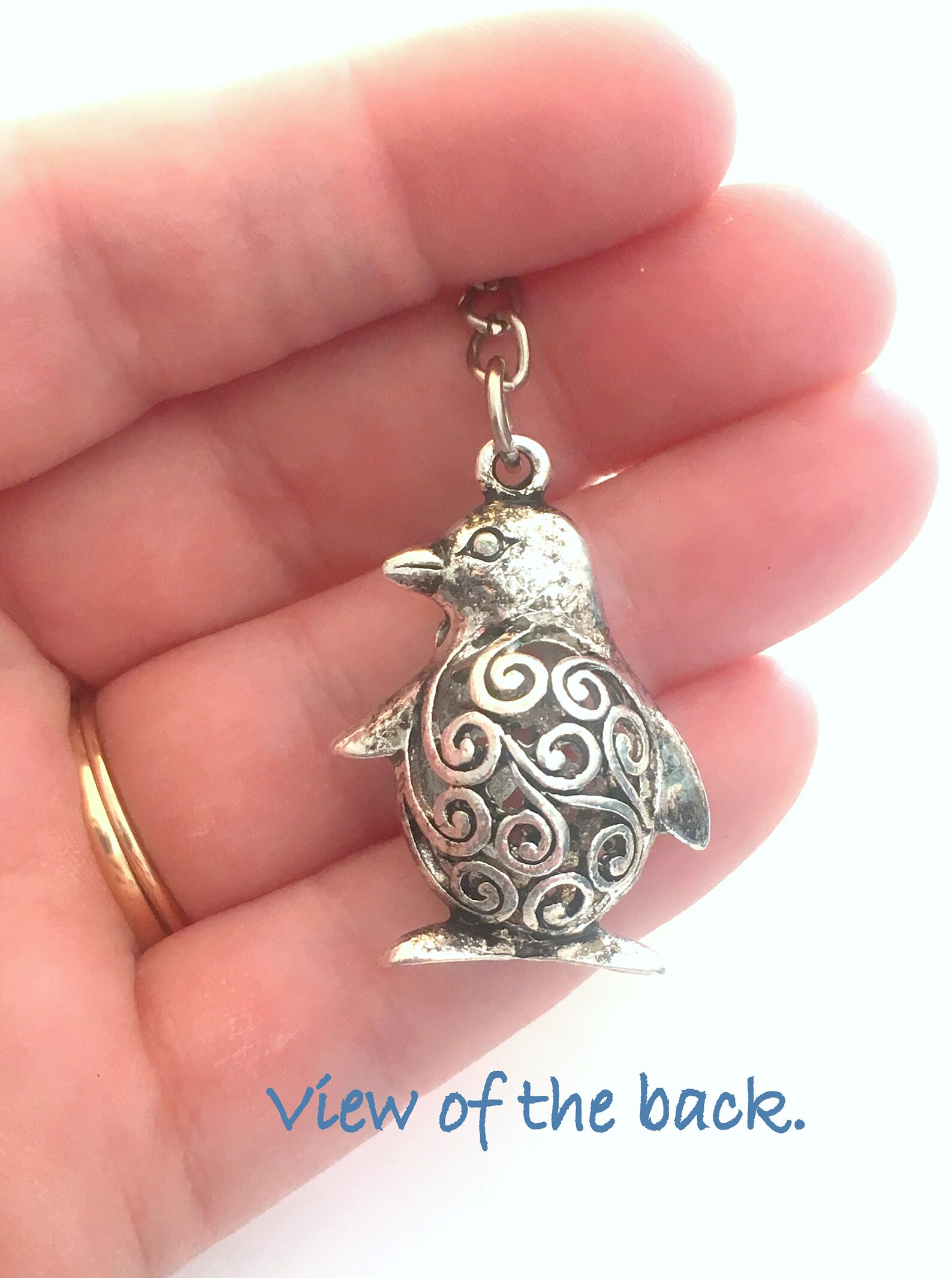 Penguin KeyChain Penguin Keyring Filigree Charm large animal | Etsy