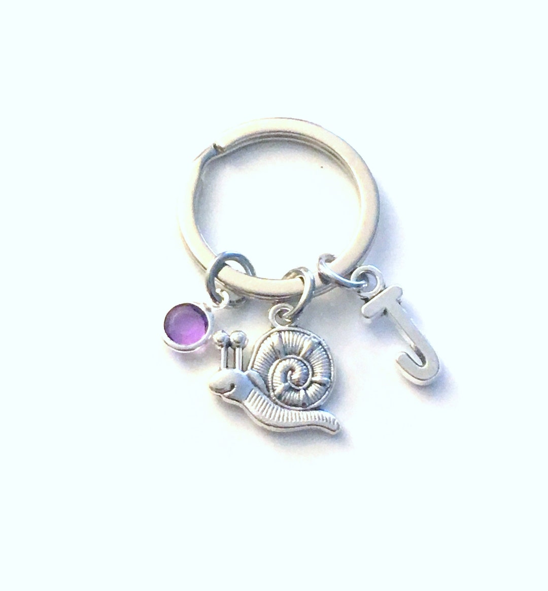 Snail Gift Keychain, Silver Snail Keyring, Snail Key Chain, Animal ...