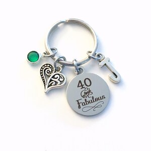 40th Birthday Gifts for Women Keychain, Forty and Fabulous Key Chain ...