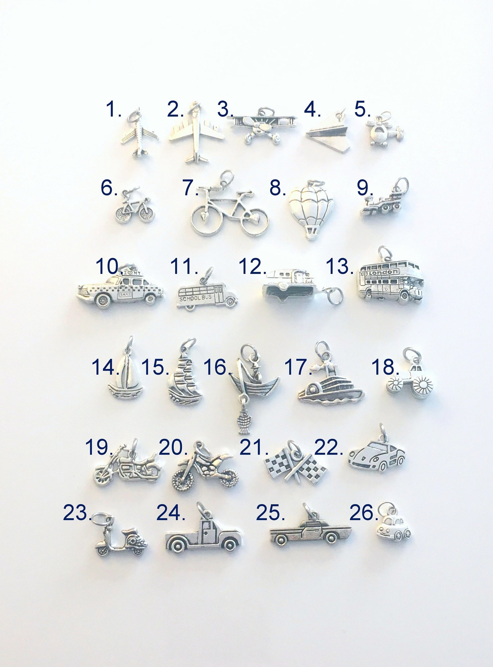 Vehicle Charm, Your Choice of Transportation Charm, Airplane Car Dirt ...
