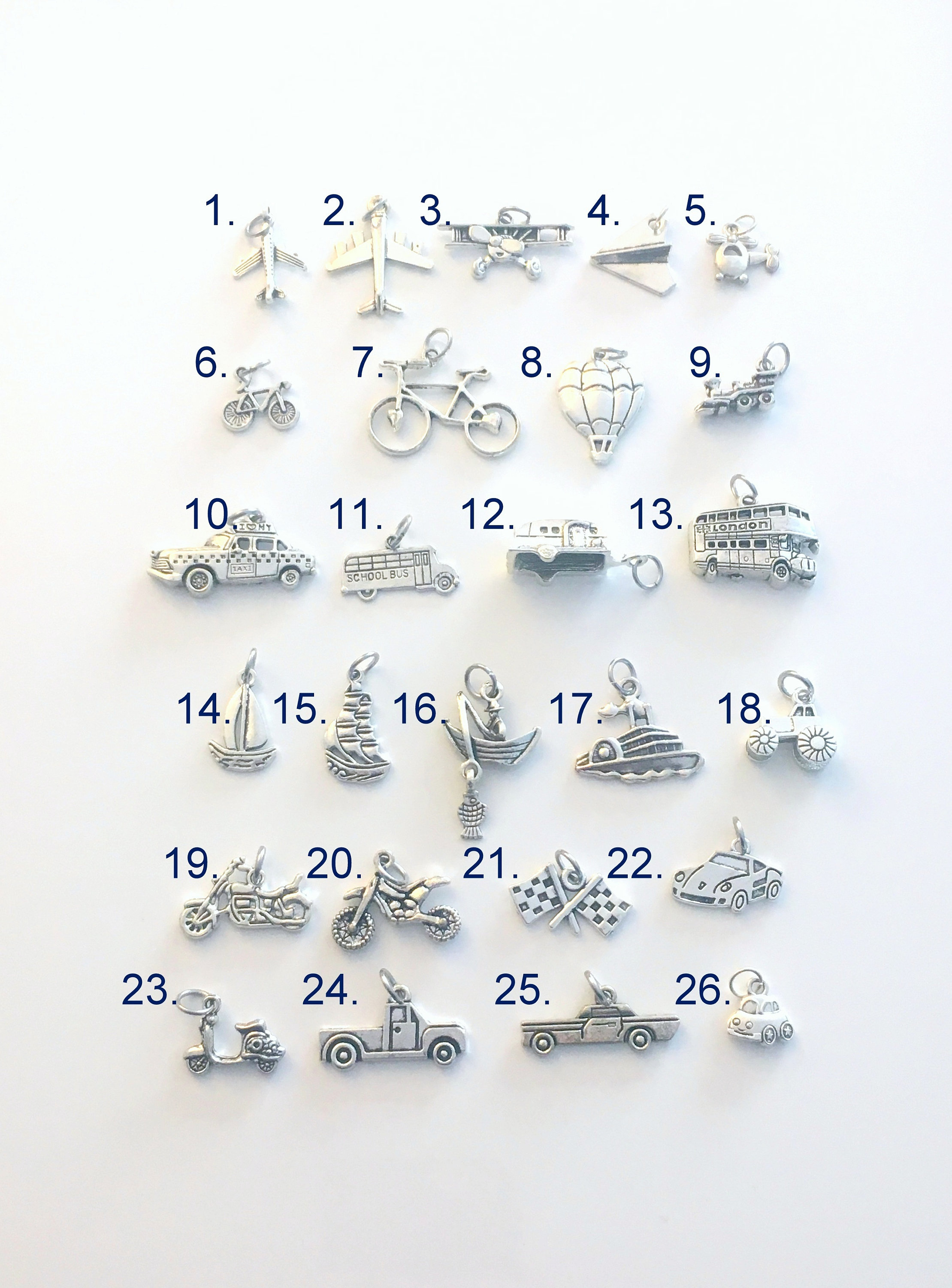 Vehicle Charm, Your Choice of Transportation Charm, Airplane Car Dirt ...