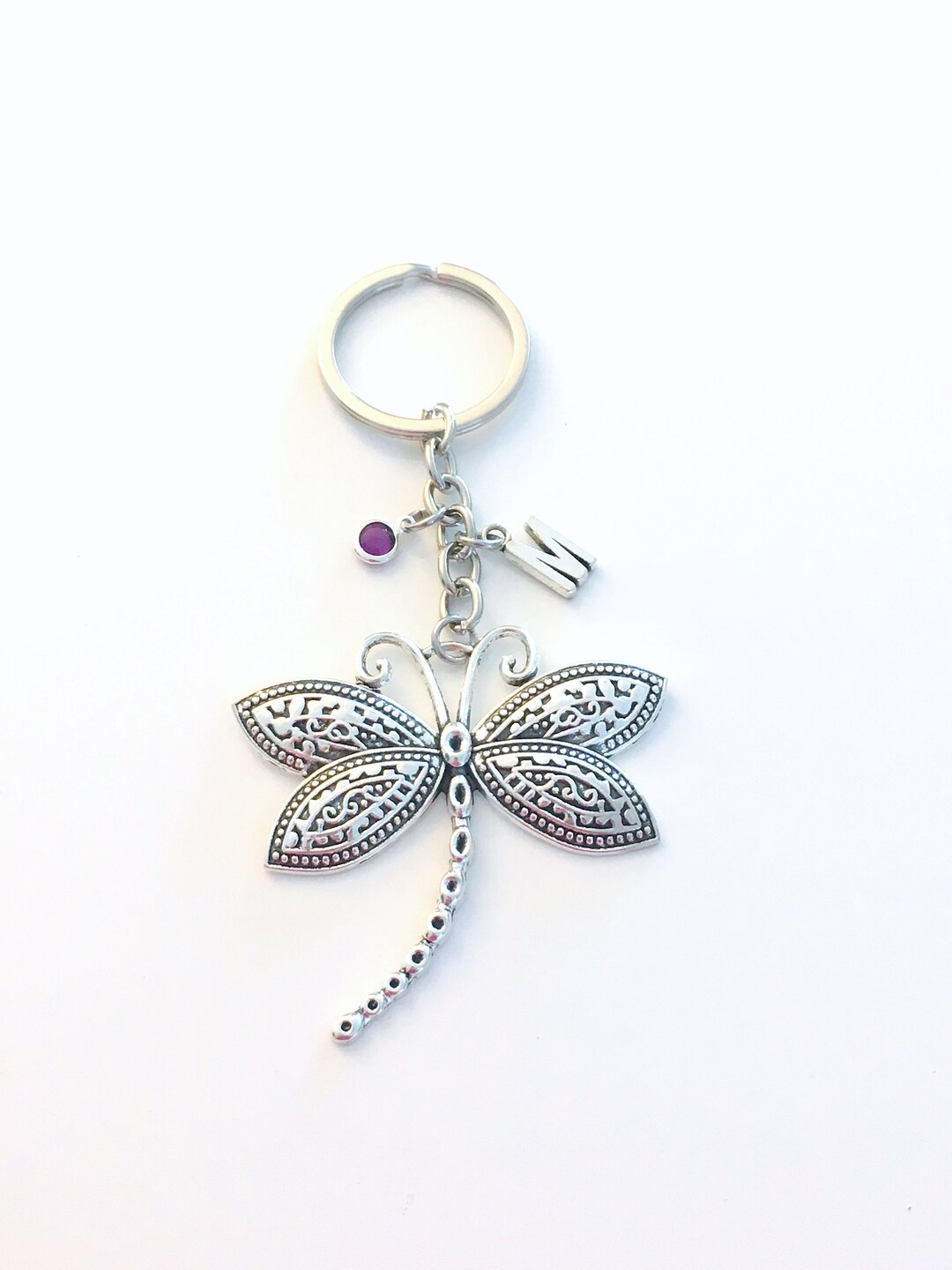 Dragonfly Keychain, Large Dragon Fly Key Chain, Dragonflies Silver ...
