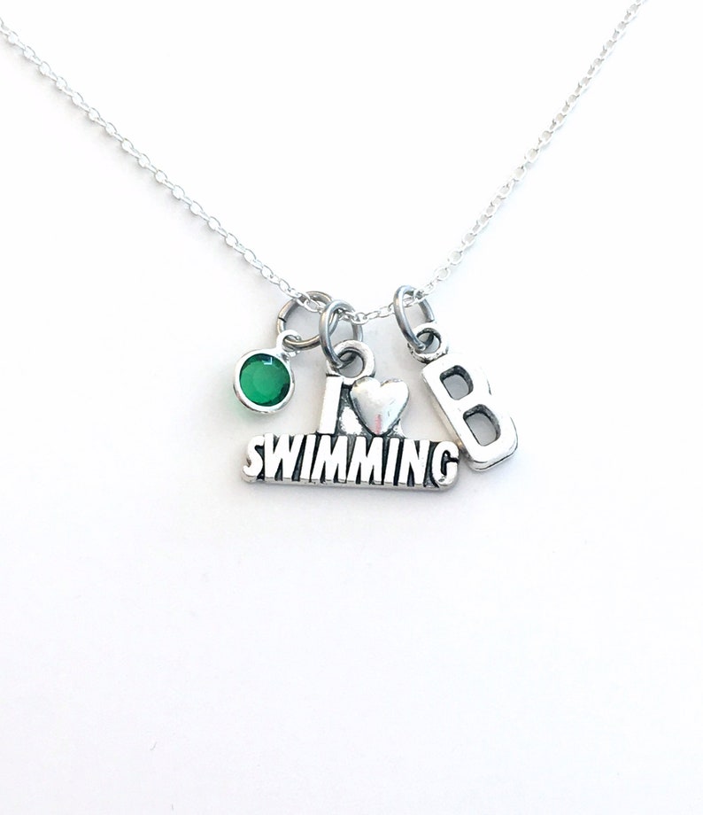 I Love Swimming Necklace Swimmer's Jewelry Silver Swim - Etsy