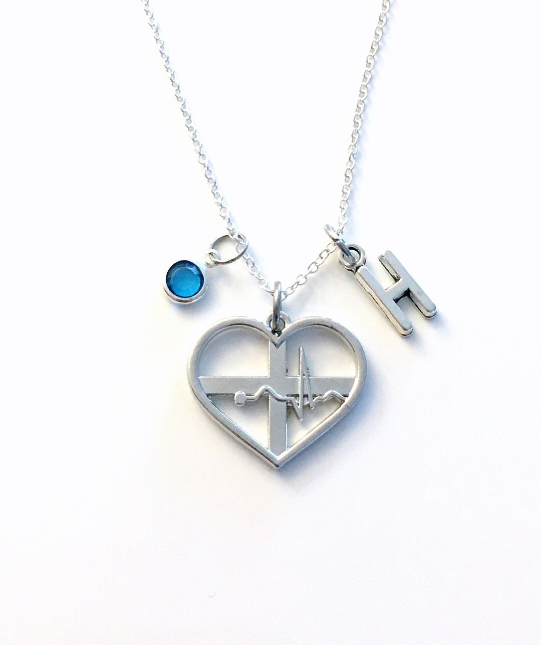 Heartbeat Necklace, Silver EKG Jewelry, ECG Necklace, Medical Gifts ...