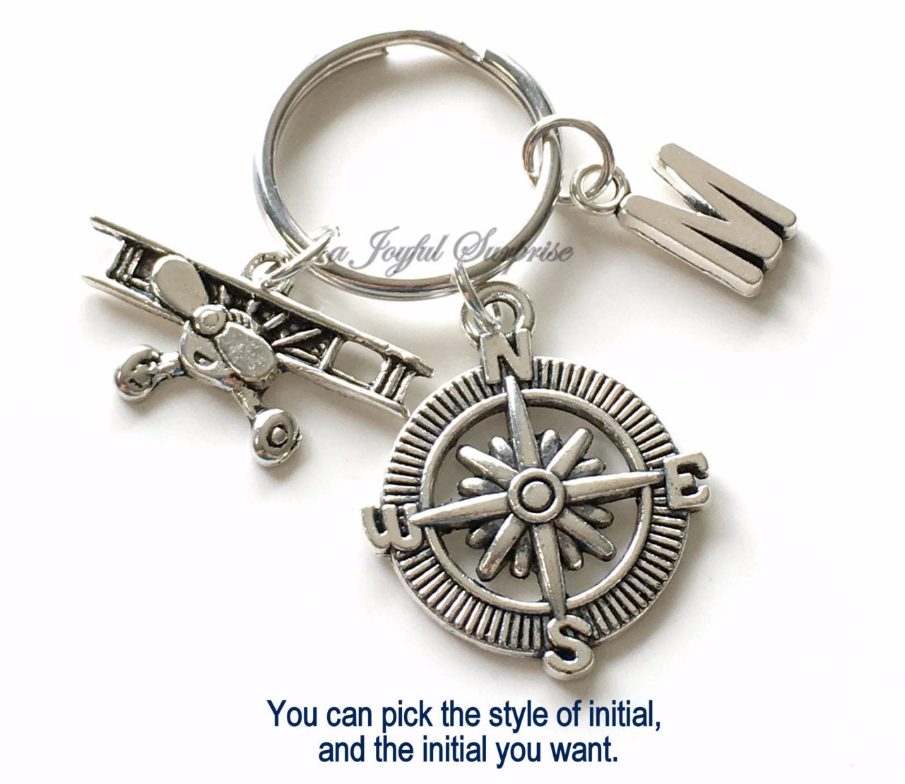 Airplane Keychain Pilot's Key Chain Compass Keyring | Etsy