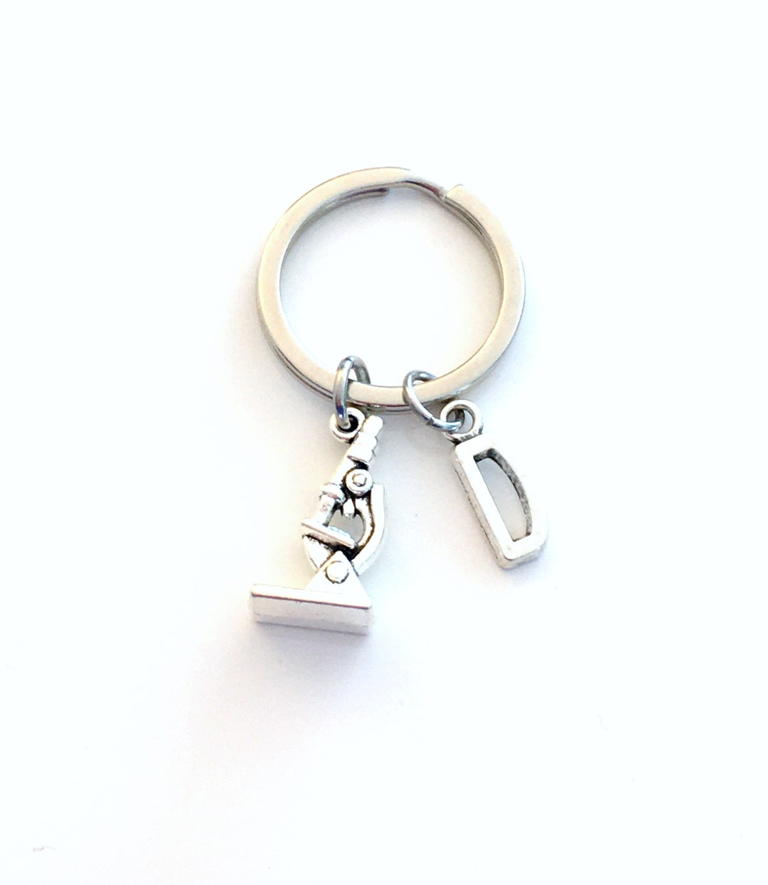 Microscope Key Chain / Silver Microscope Keyring / Science Keychain ...