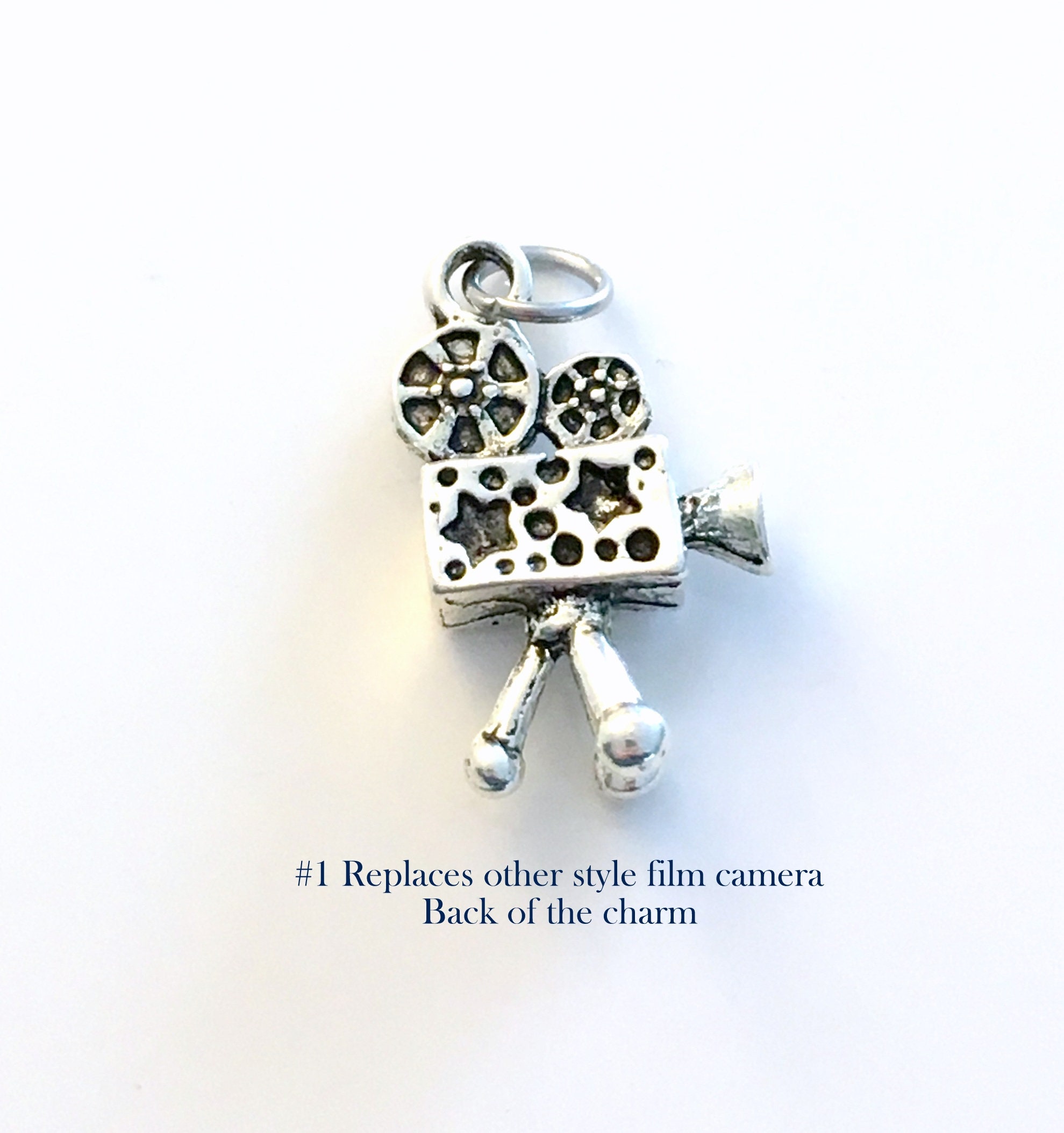 Movie Set Charm, Add on to Listings, Single Pendant, Silver Reel ...