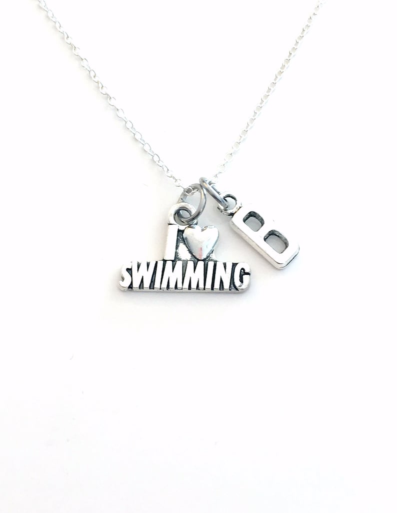 I Love Swimming Necklace Swimmer's Jewelry Silver Swim - Etsy