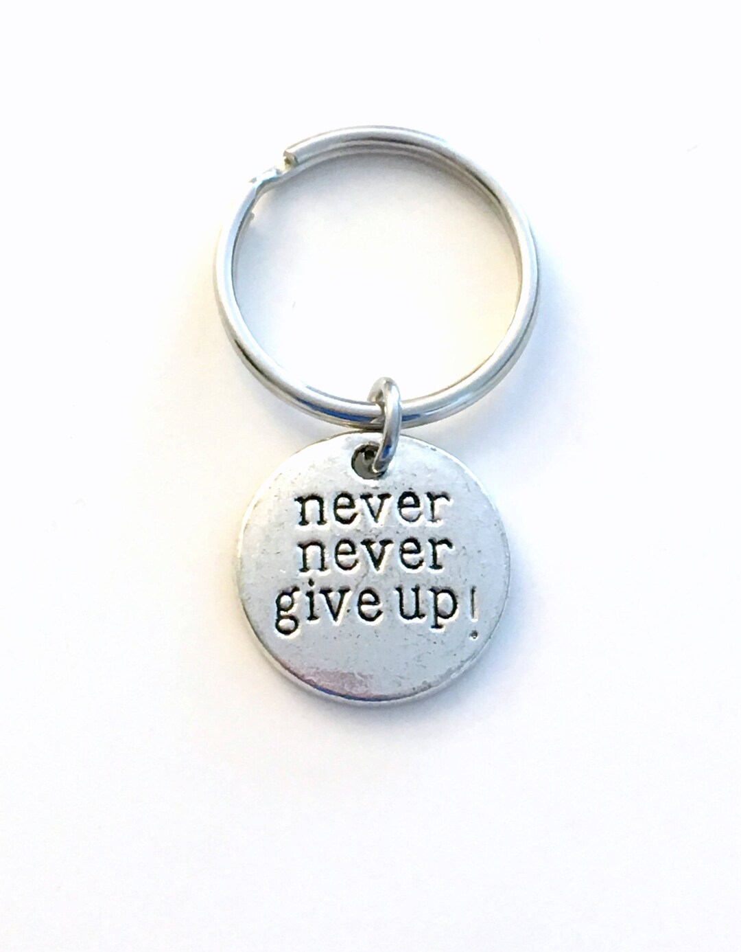 Never Never Give up Key Chain, Motivational Keyring, Crossfit Keychain ...