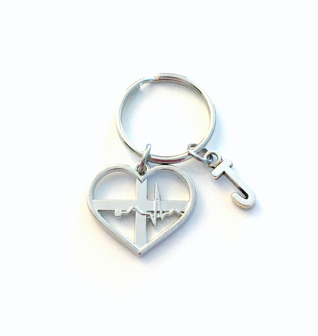 Heart Beat Key Chain, Heartbeat Keychain, Love Silver EKG ECG Keyring ...