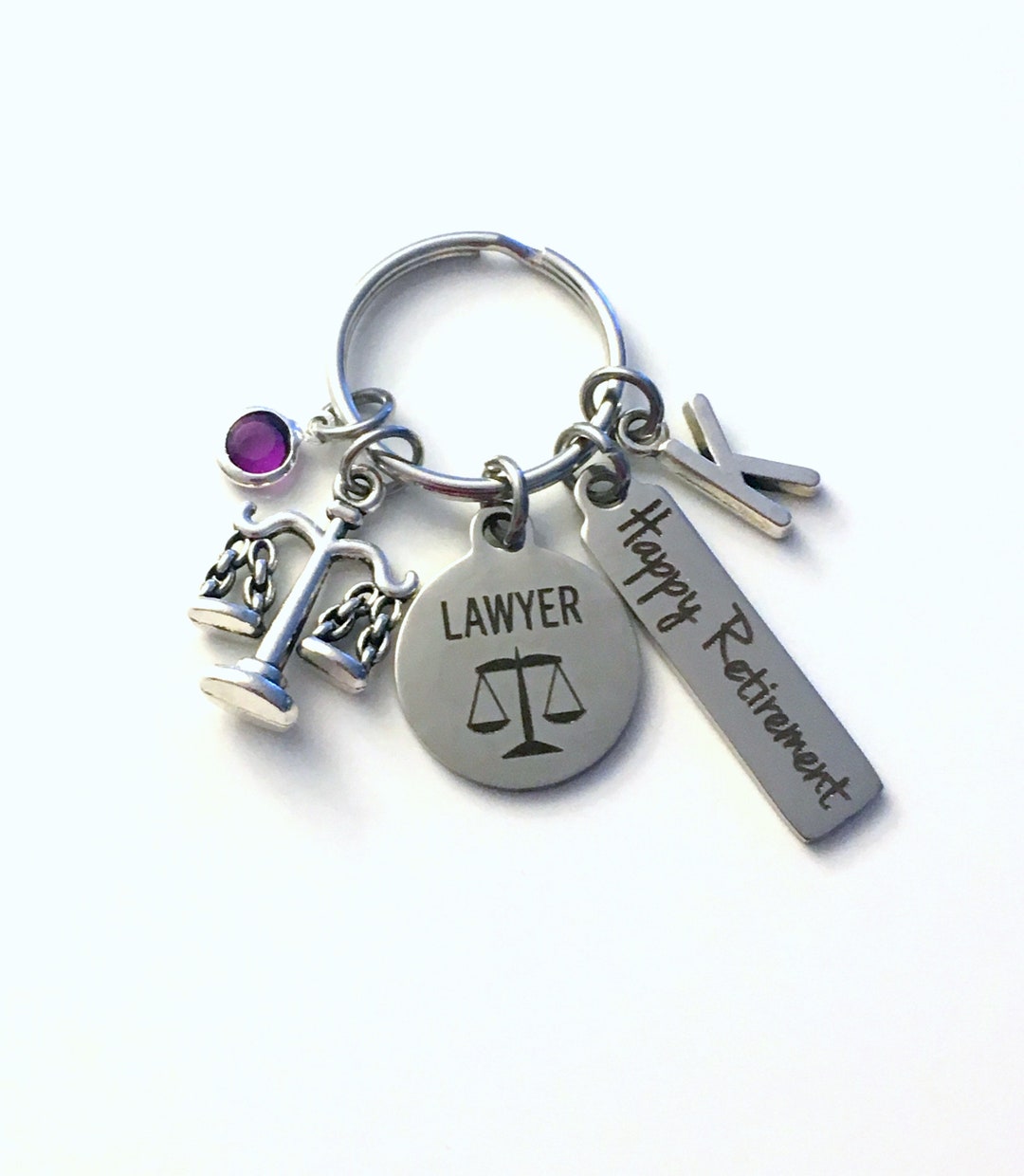 Retirement Gift for Lawyer Keychain, Judge Legal Scales Justice Keyring ...