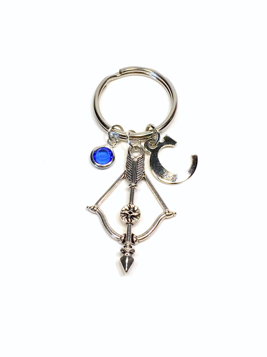 Archery Gift, Crossbow Keychain, Bow and Arrow Key Chain, Silver Bow ...