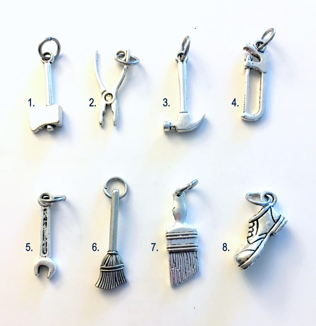 Construction Tool Worker Charm Add on to Listings Single Pendant Silver ...