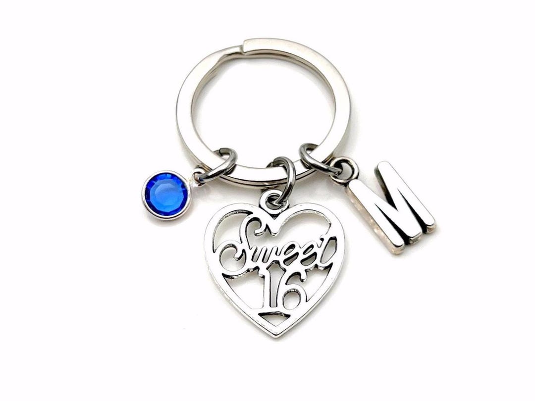 Sweet 16 Keychain, Sixteen Keyring, 16th Birthday Key Chain, Gift for ...