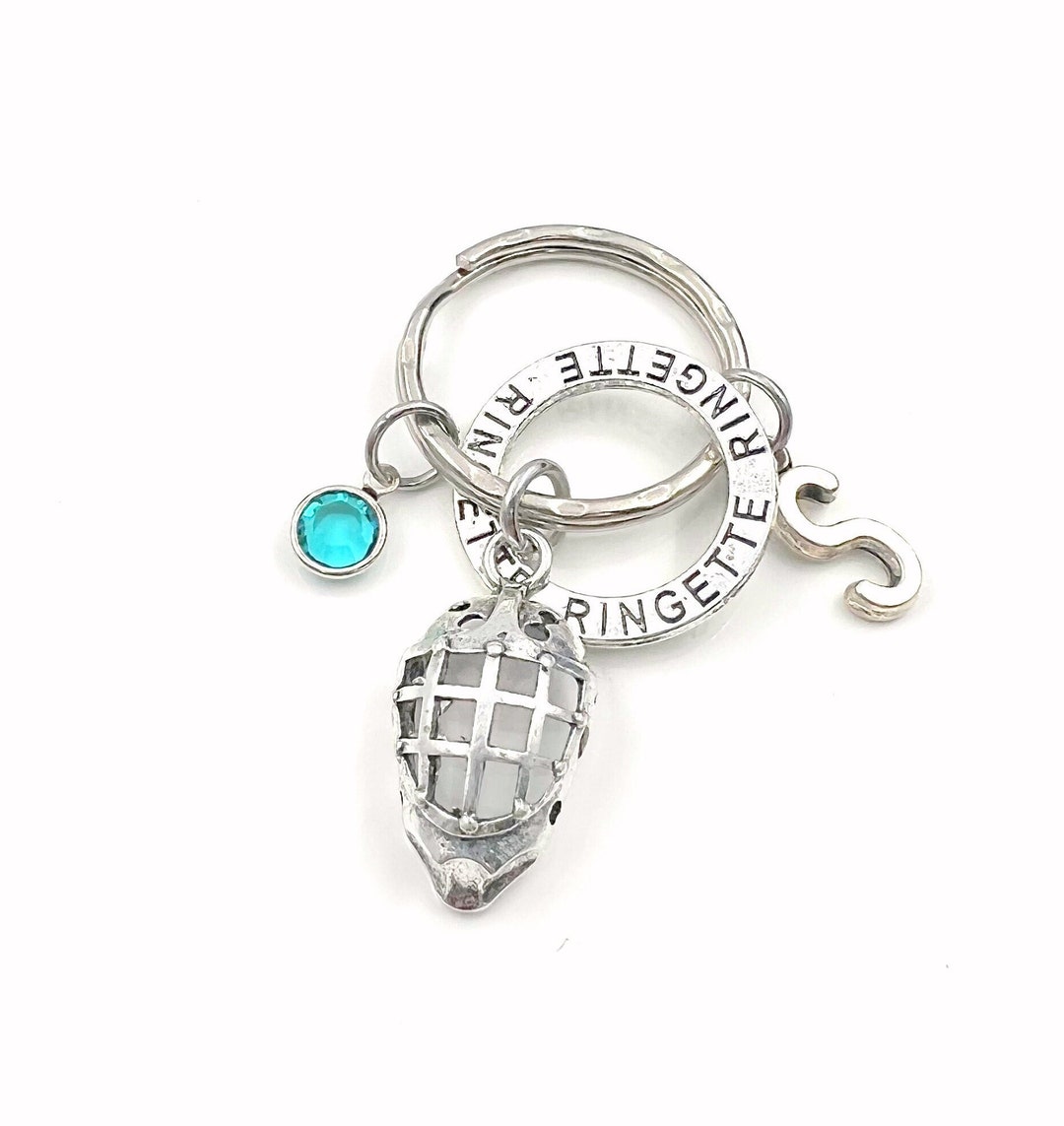 Ringette Goalie Keychain, Gift for Ringette Player Key Chain, Silver ...