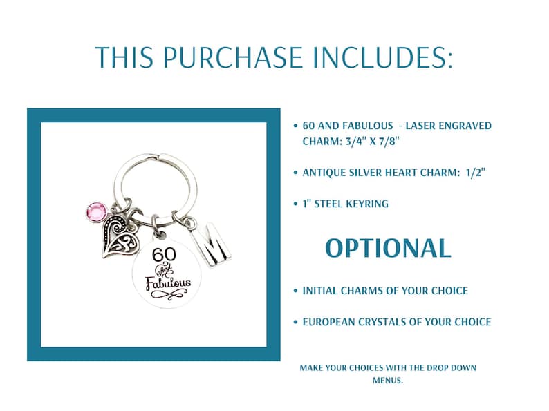 60th Birthday Gifts for Women Keychain, Sixty Key Chain, 60 and ...