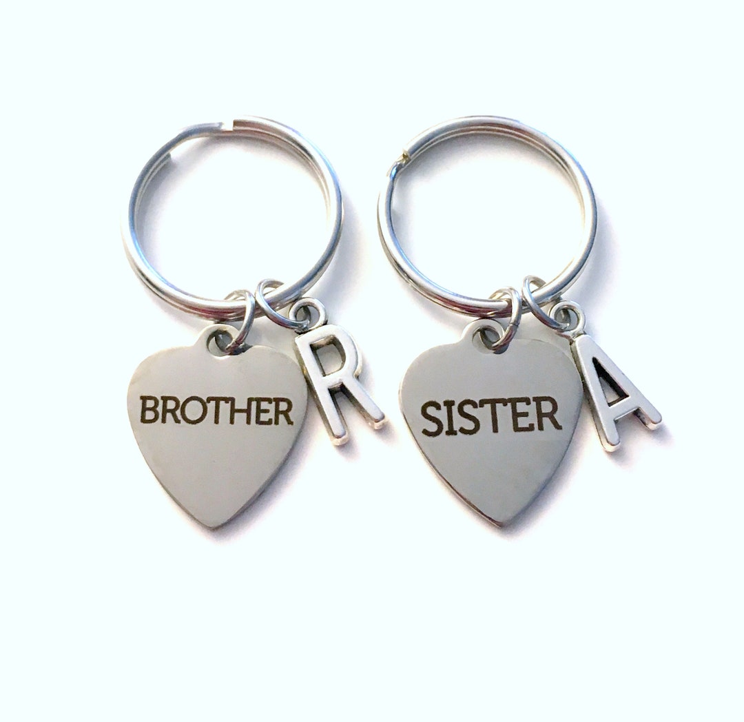 Sibling Keychain, Brother Sister Key Chain Set of 2 3 4 5 6 7 8, Gift ...