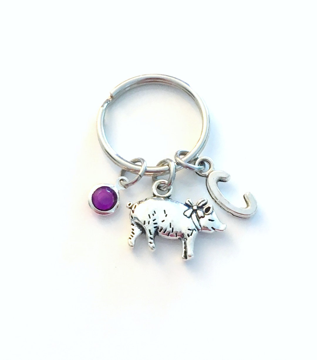 Pig Keychain, Small Piggy Key Chain, Piglet Gift Keyring, Farm Animal ...