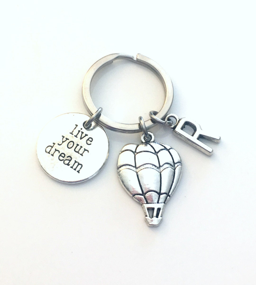Live Your Dream Keychain, Balloon Key Chain, Hot Air Balloon Keyring ...