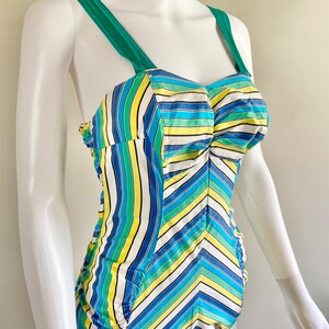 Vintage 1940s Striped Swimsuit / 40s Retro Bathing Suit / 40s Swimwear ...