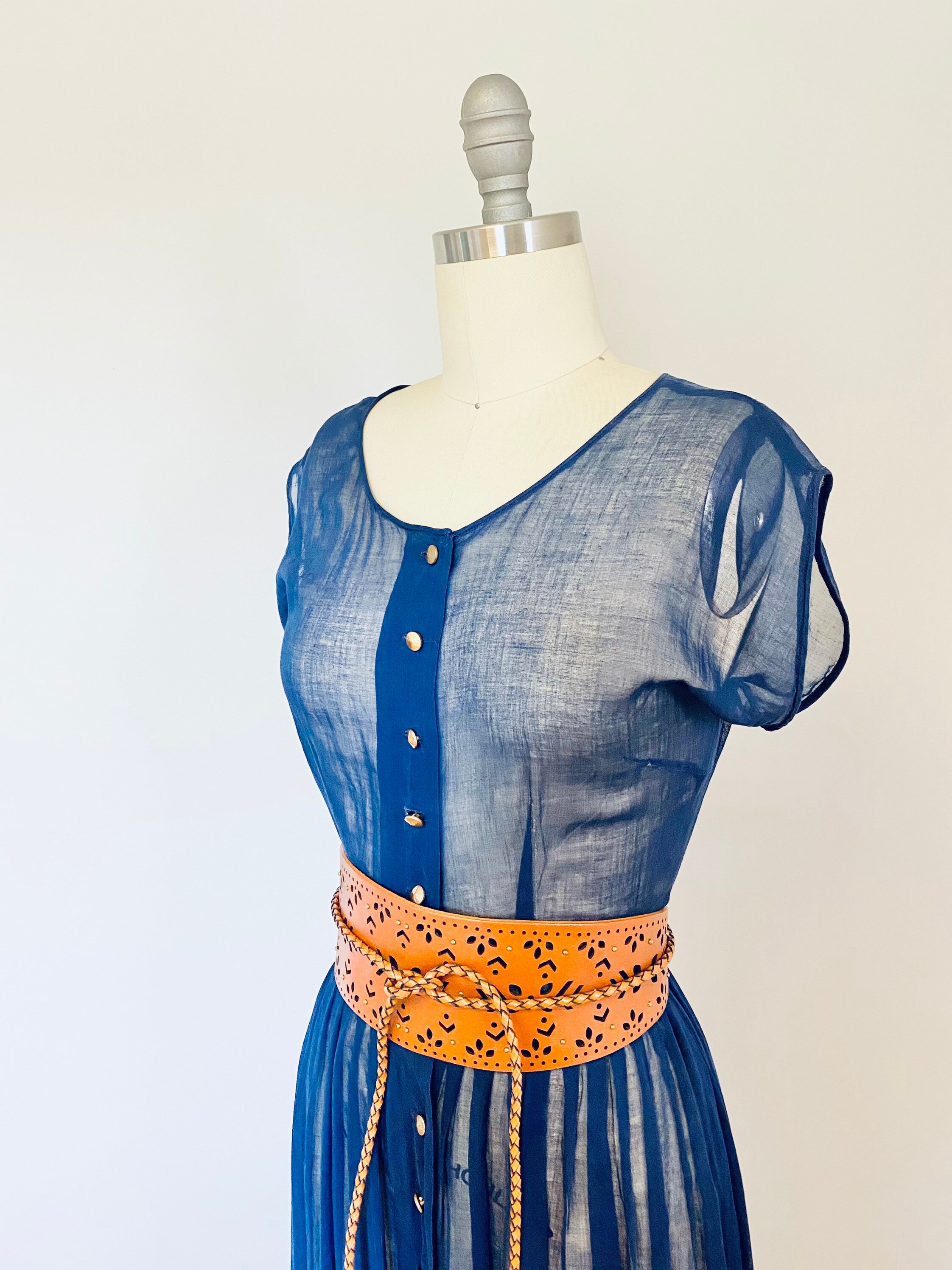 Vintage 1950s Sheer Navy Blue Dress / 50s Maxi Dress With | Etsy