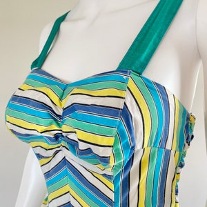 Vintage 1940s Striped Swimsuit / 40s Retro Bathing Suit / 40s Swimwear ...