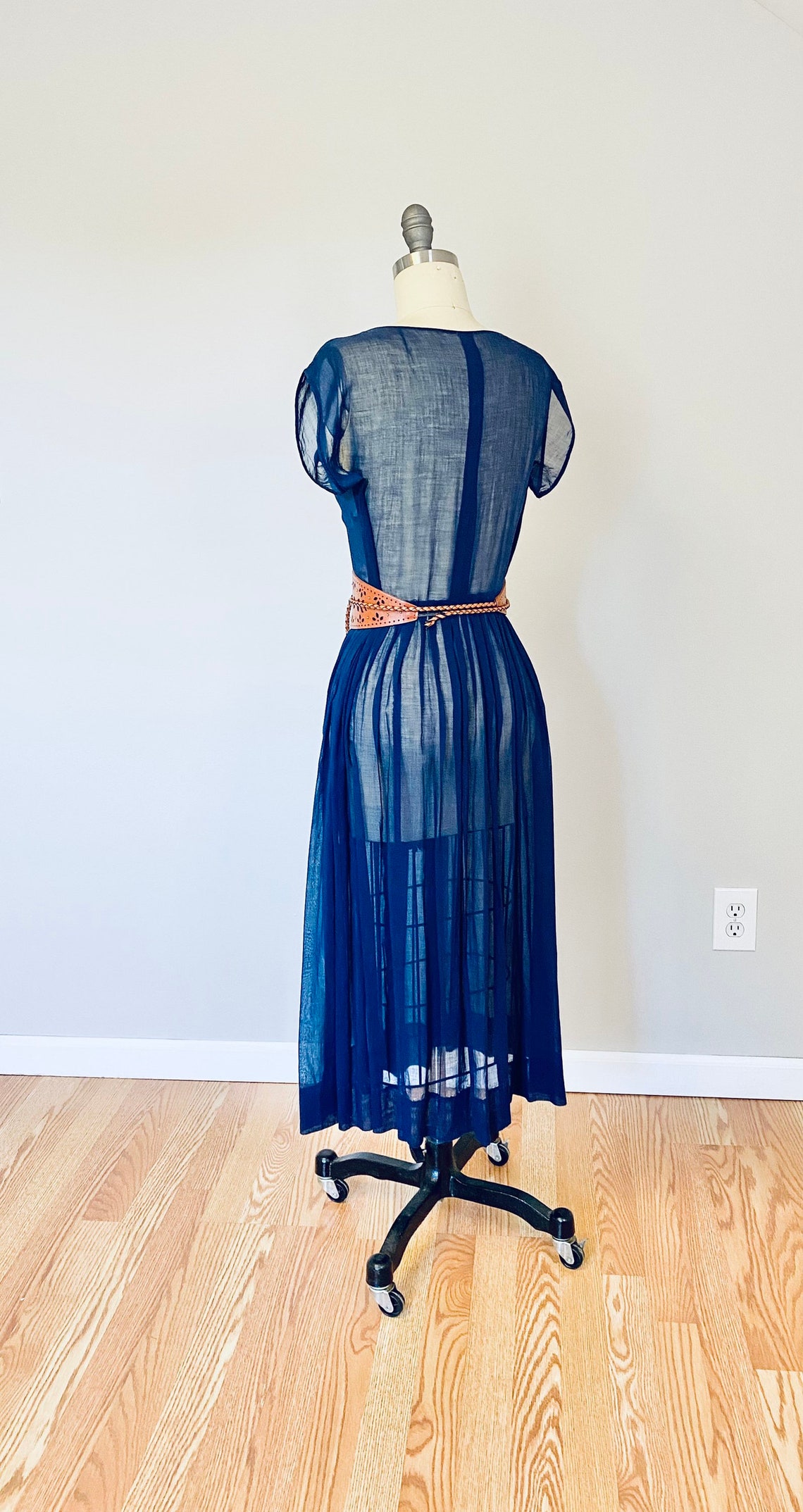 Vintage 1950s Sheer Navy Blue Dress / 50s Maxi Dress With | Etsy
