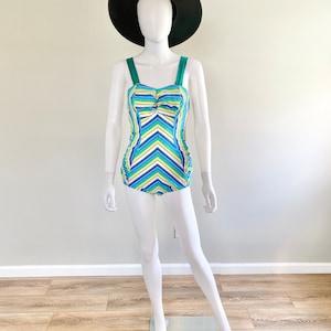 Vintage 1940s Striped Swimsuit / 40s Retro Bathing Suit / 40s Swimwear ...