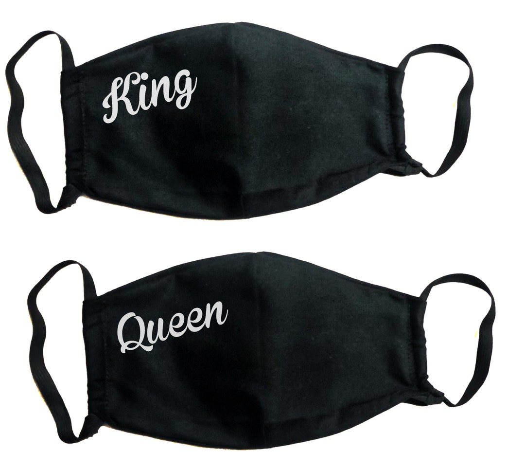 Buy King and Queen Face Mask Set: Black Washable Couple Masks Online in ...