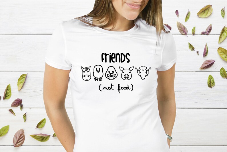Friends Not Food T-shirt: Vegan Design With Organic Cotton - Etsy