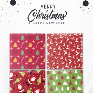 Set of Ceramic Coasters With Christmas Designs, Christmas Gift ...