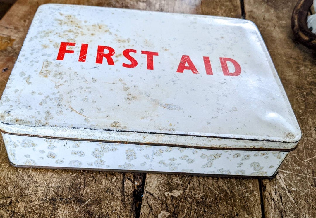 Vintage First Aid Tin, First Aid, Retro Tin, Medical Tin, Medical Decor ...