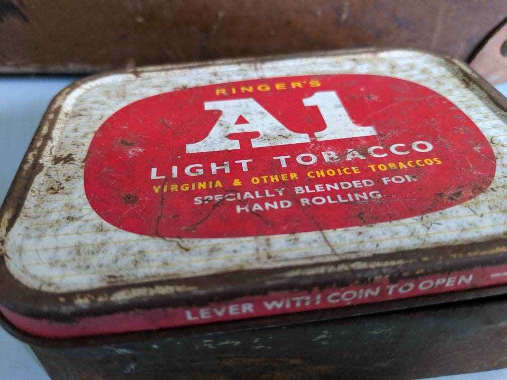 Vintage Tin, Tobacco Tin, Red and White Tin, Small Tin, A1 Tobacco ...