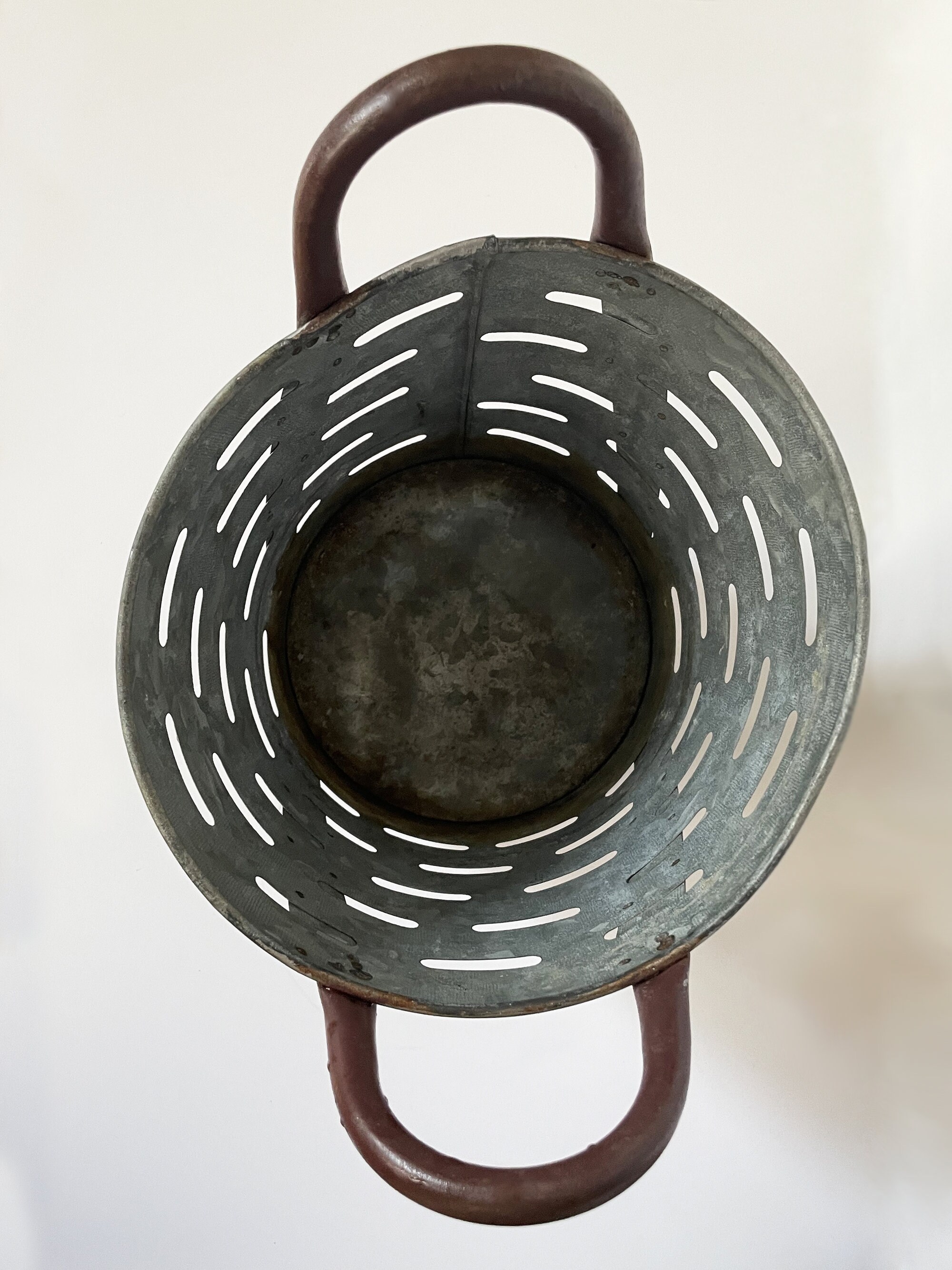 Rustic Olive Bucket/basket. Galvanized Metal W/rust Accents. Farmhouse ...