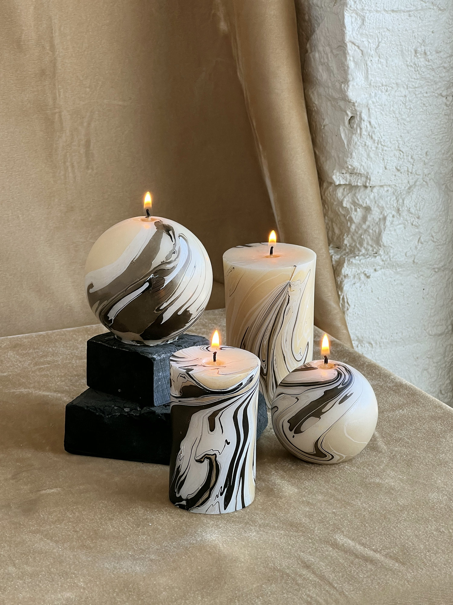 Metallic Marble Pillar Candle - Etsy