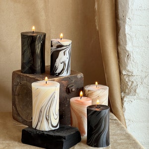 Metallic Marble Pillar Candle - Etsy