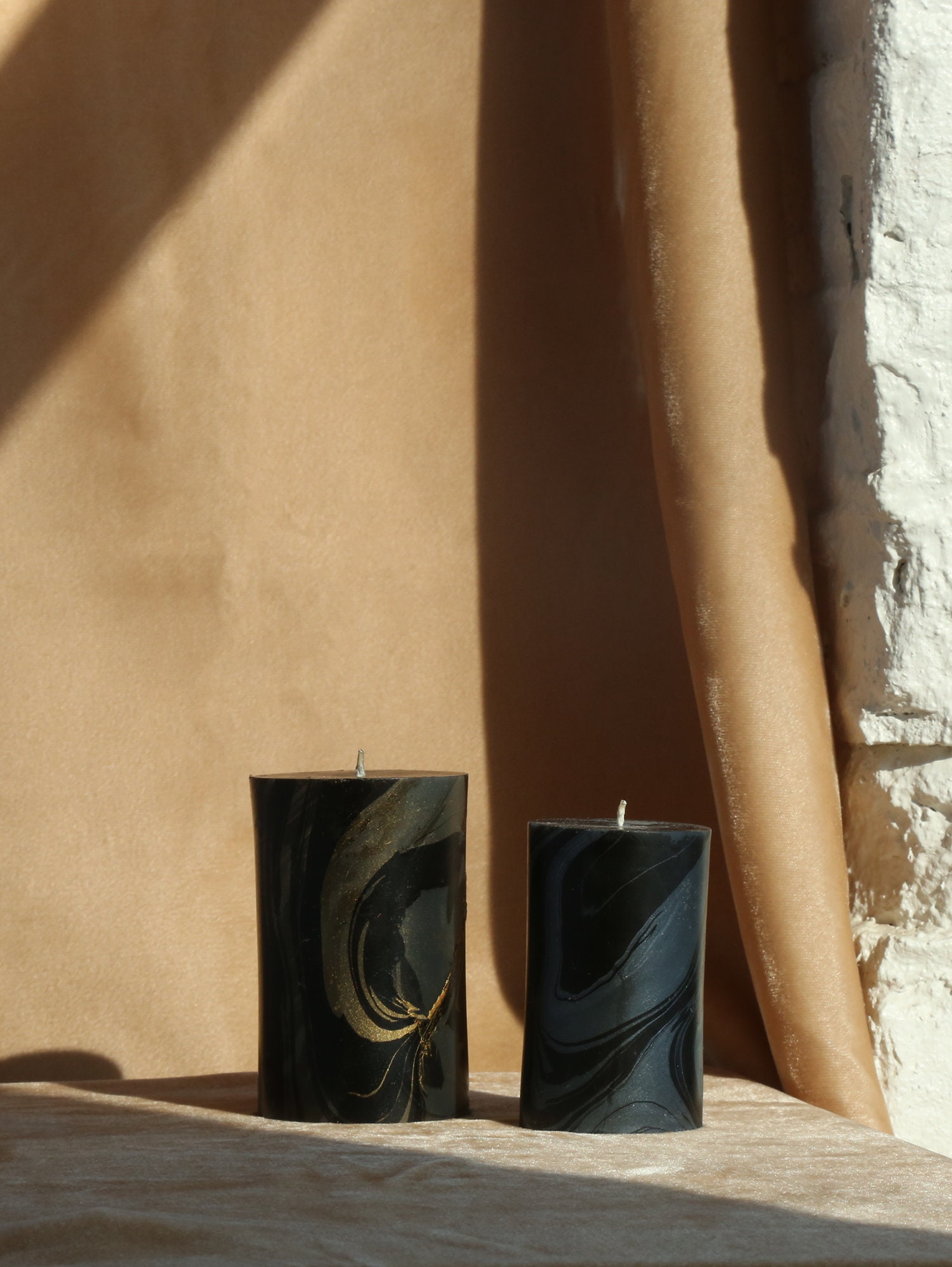 Metallic Marble Pillar Candle - Etsy