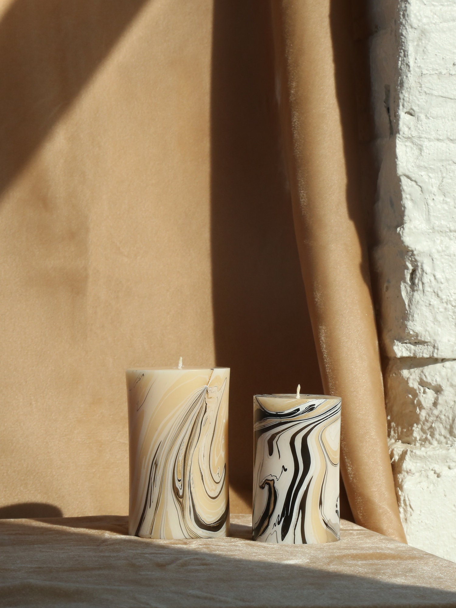 Metallic Marble Pillar Candle - Etsy