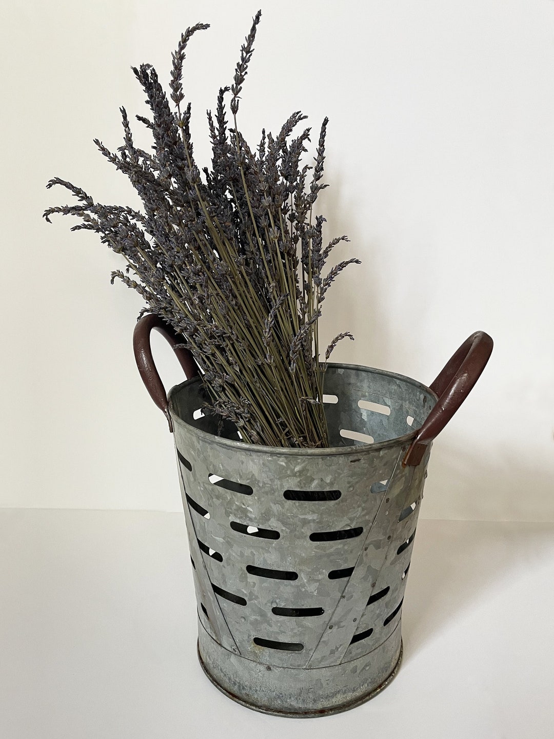 Rustic Olive Bucket/basket. Galvanized Metal W/rust Accents. Farmhouse ...