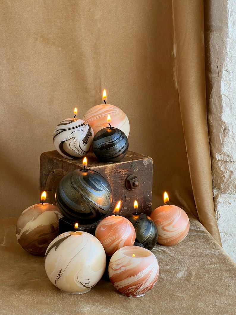 Metallic Marble Sphere Candle - Etsy