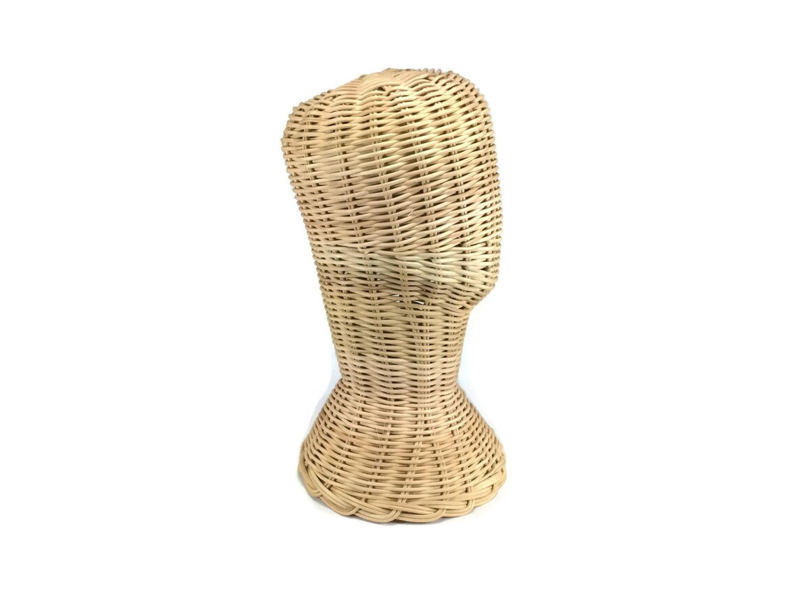 Mannequin Head Short Wicker Rattan Head Wig Stand Handcraft - Etsy