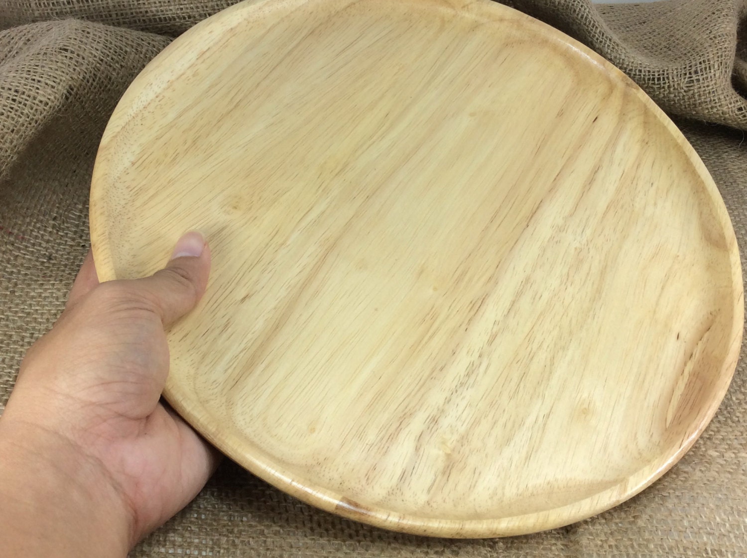 12 Inch Food Wood Tray Wooden Utensil Round Circle Natural | Etsy