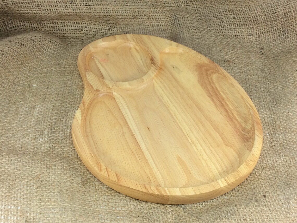 2 Partition Food Wood Tray Small Kid Wooden Utensil Natural - Etsy