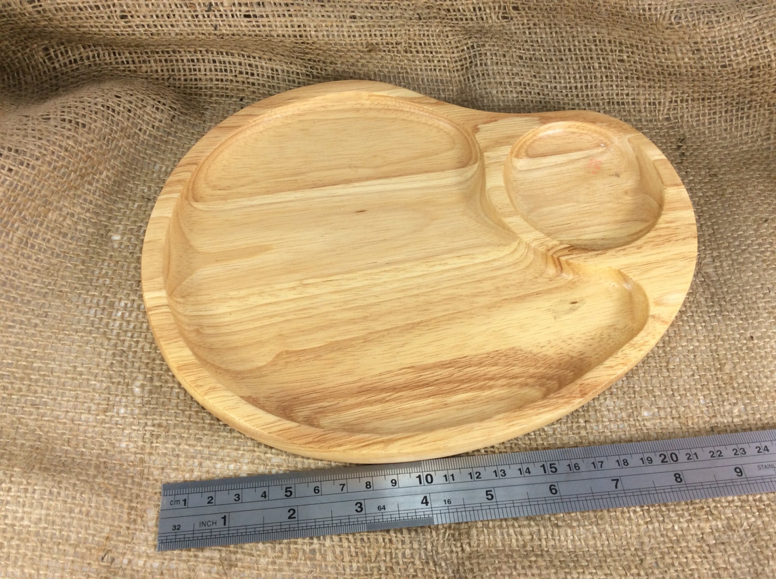 2 Partition Food Wood Tray Small Kid Wooden Utensil Natural | Etsy