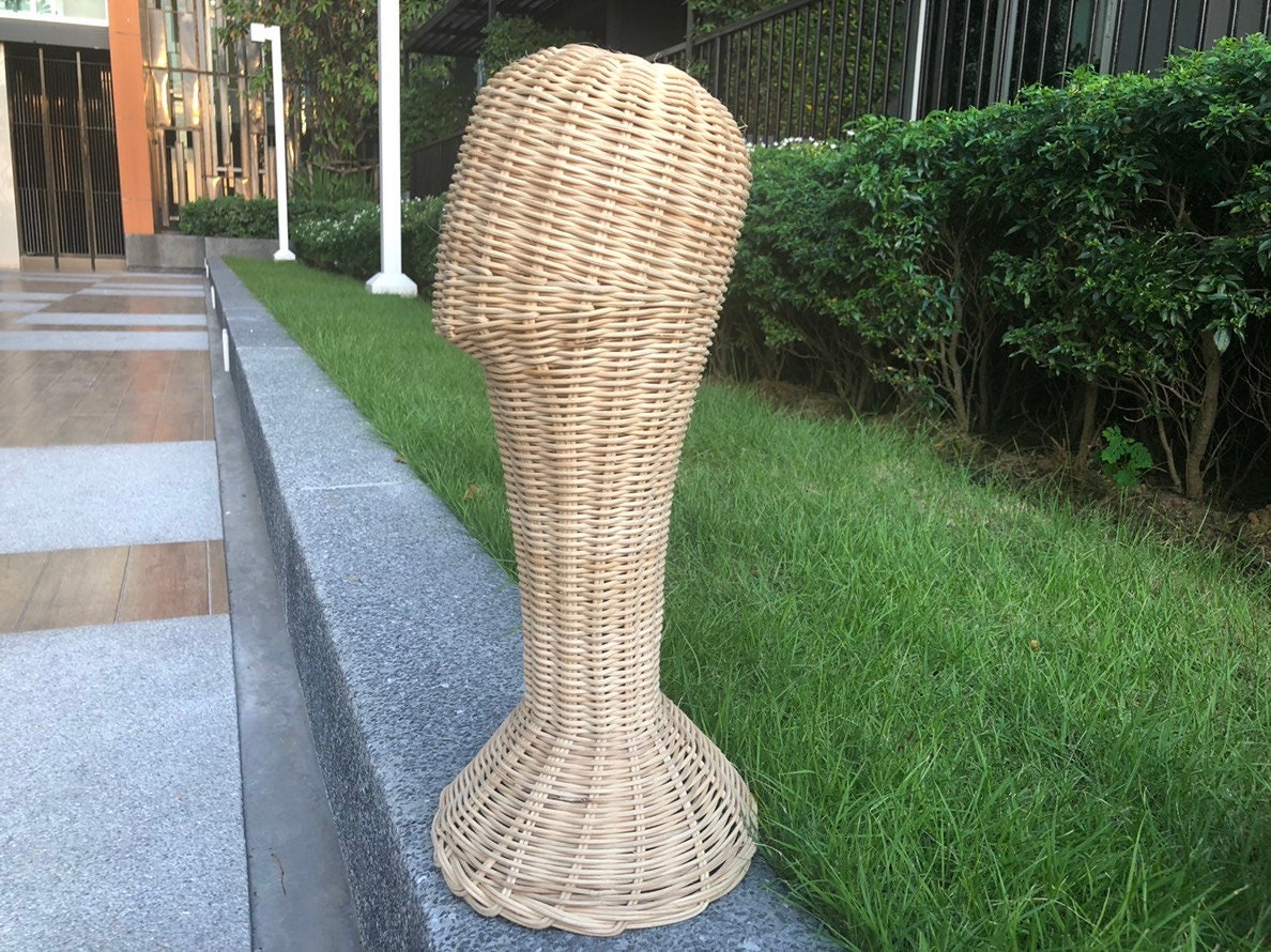Mannequin Head Wicker Narrow Neck Rattan Head Wig Stand - Etsy