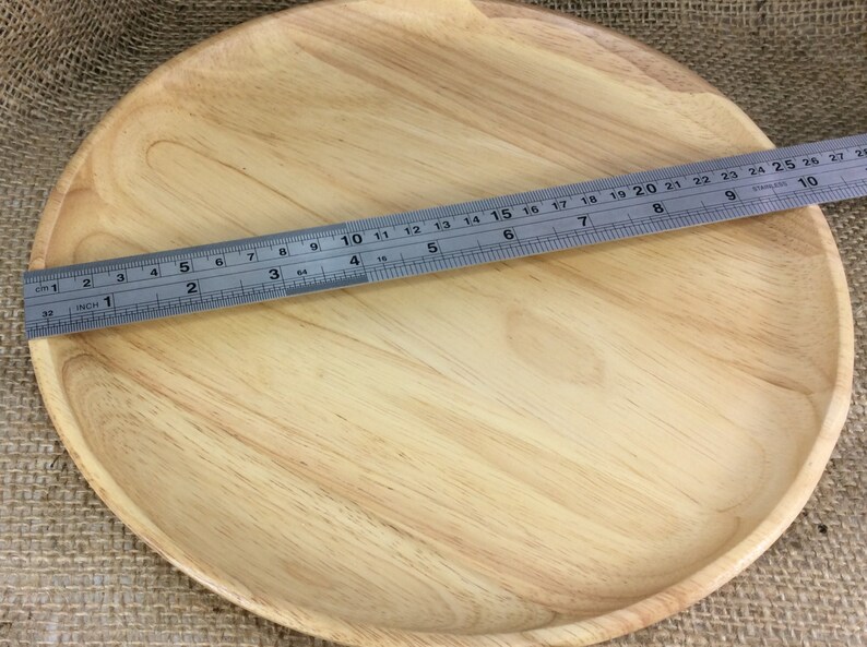 10 Inch Food Tray Wooden Utensil Round Circle Natural Rubber | Etsy