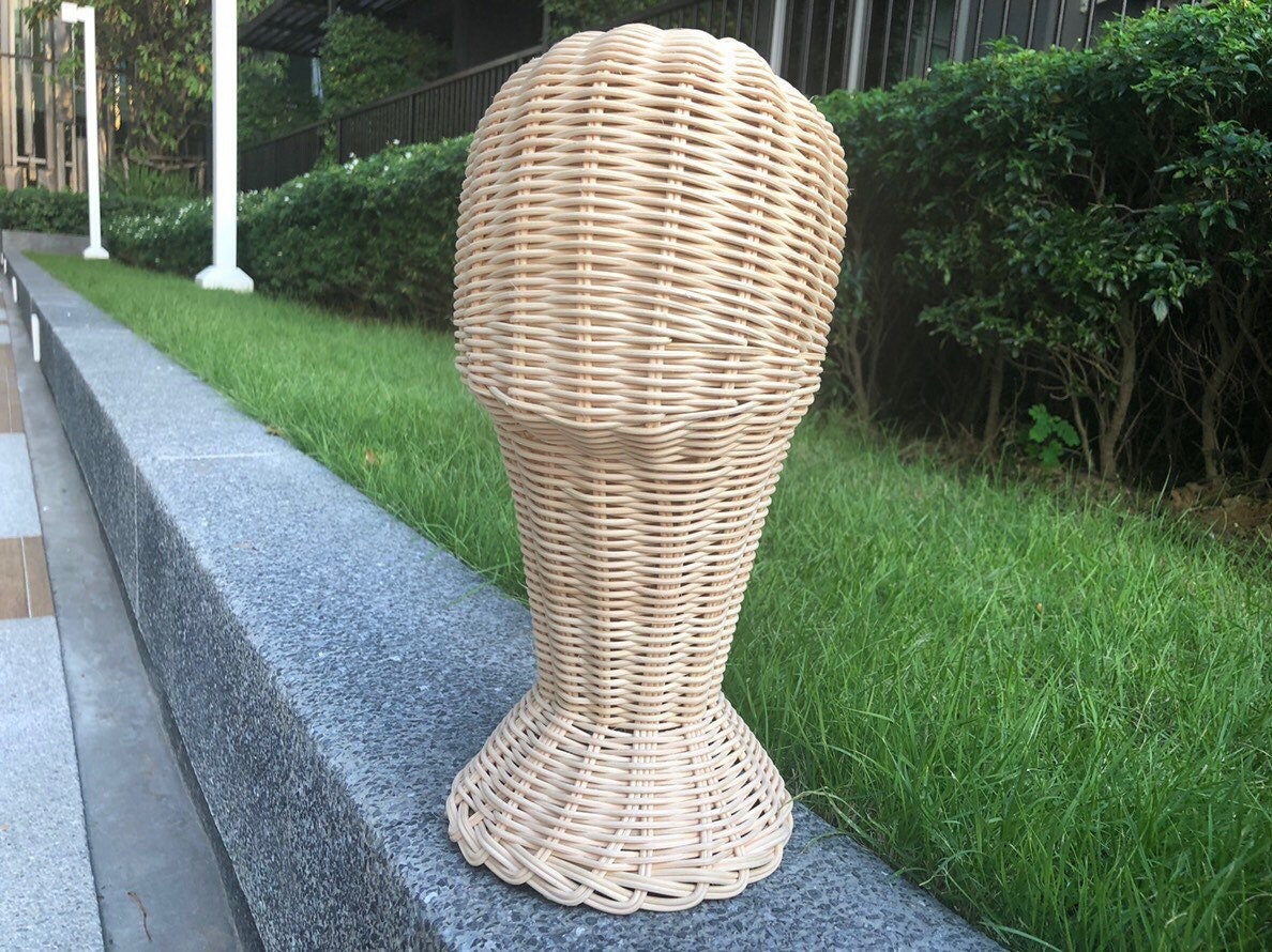 Mannequin Head Wicker Rattan Head Wig Stand Handcraft Antique - Etsy