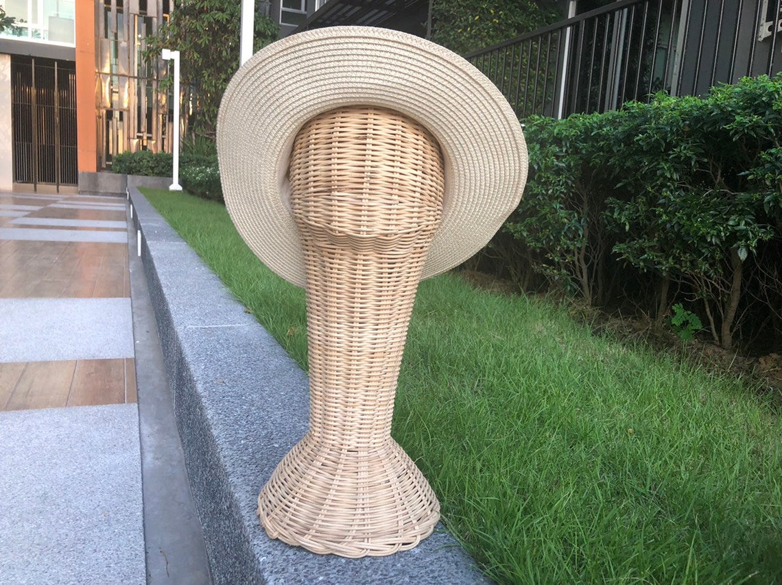 Mannequin Head Wicker Narrow Neck Rattan Head Wig Stand - Etsy